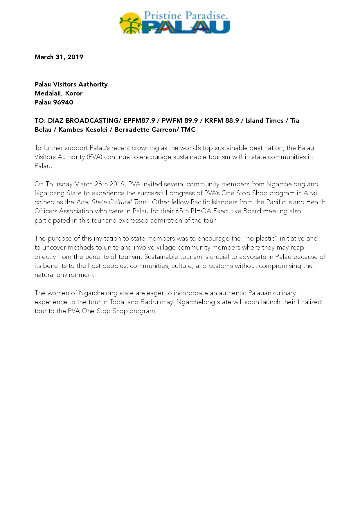 PR-PVA: Airai State Cultural Tour ( March 31, 2019)